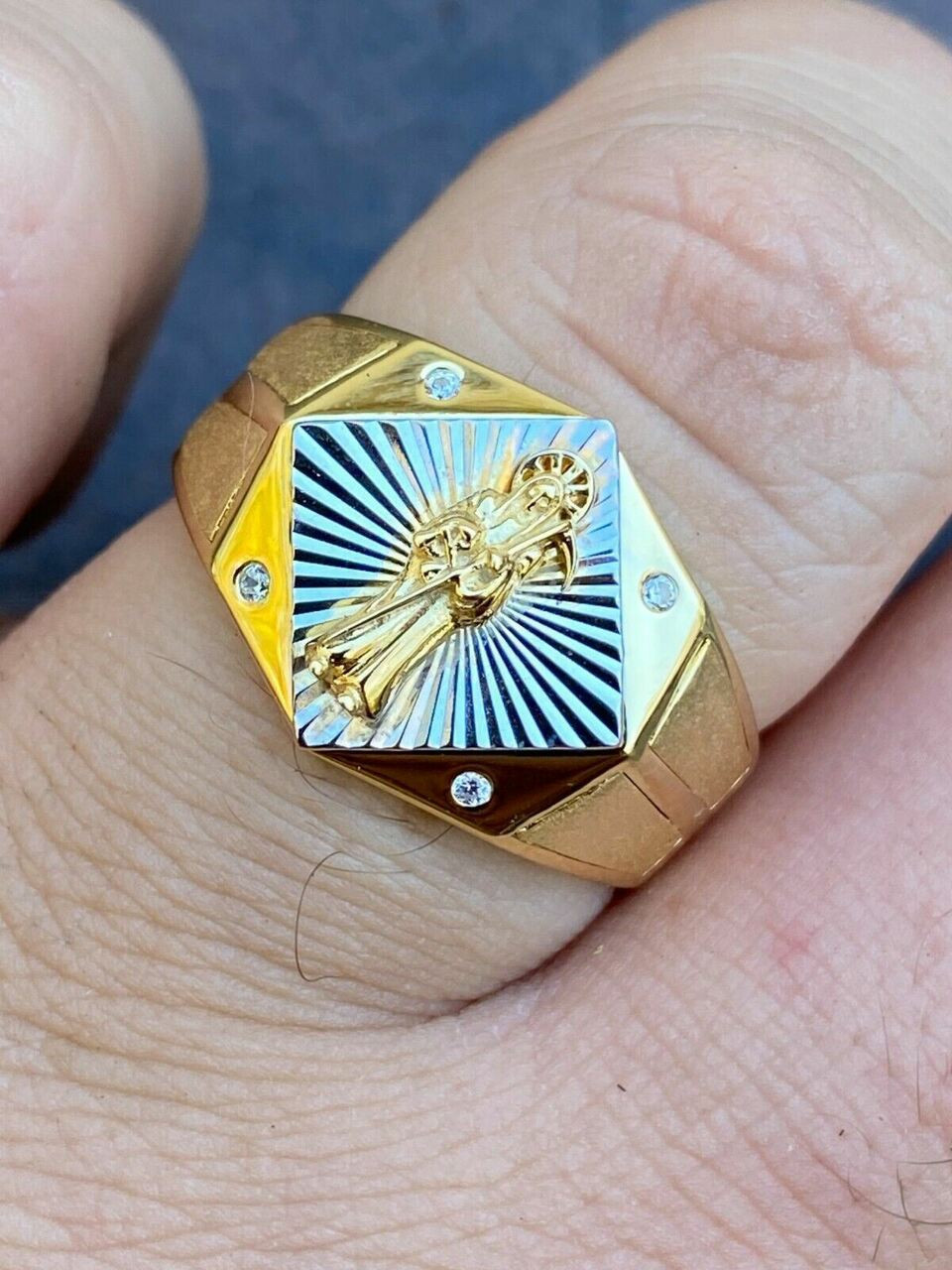 Men's 14k Gold Santa Muerte Ring | Harlem Bling