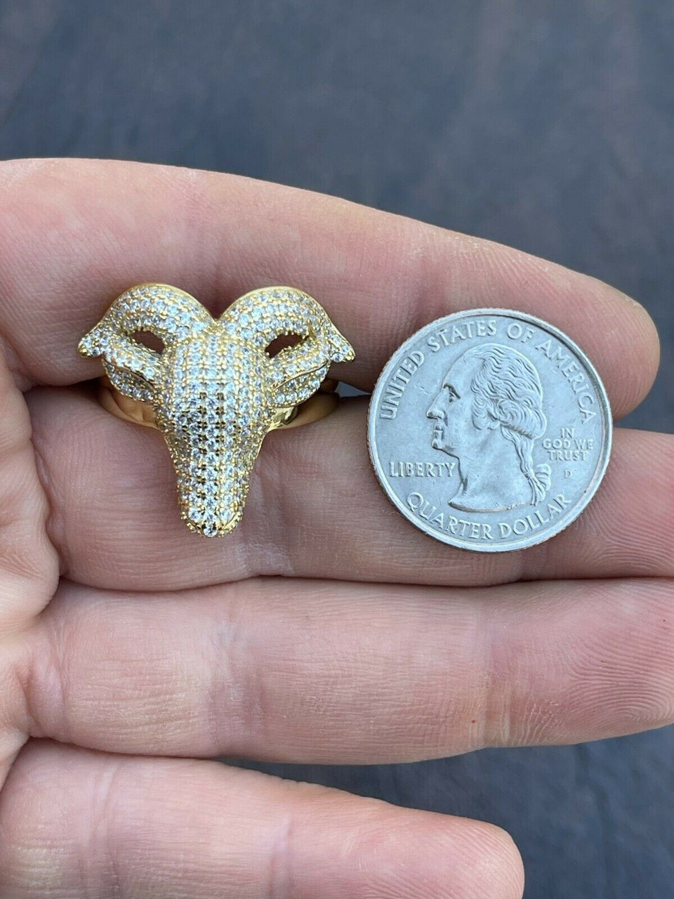 Real Solid 925 Sterling Silver & 14k Gold Custom GOAT Ring Diamond Iced ...