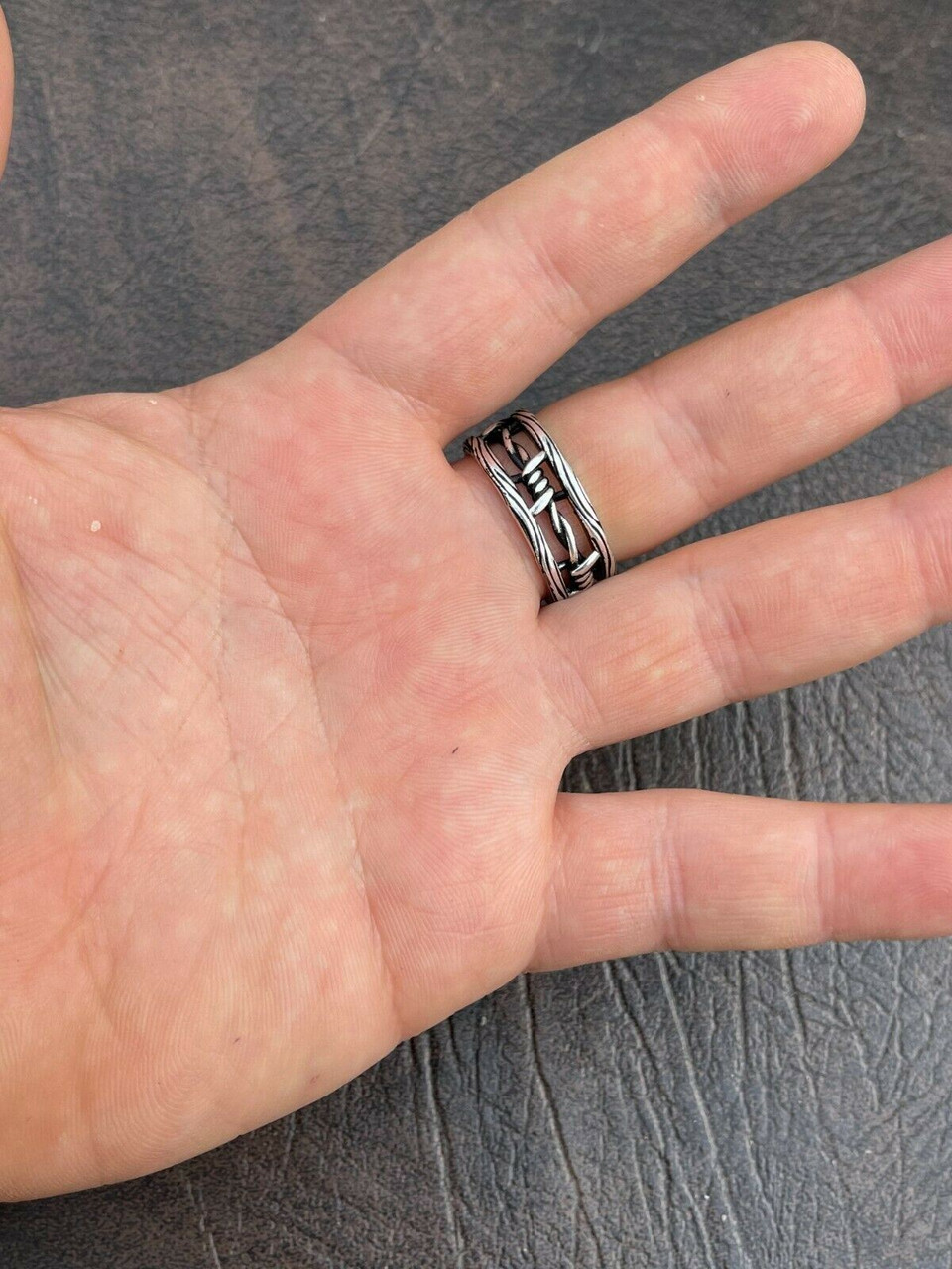 Barbed Wire Solid 925 Sterling Silver & Black Oxidized Plain Ring ...