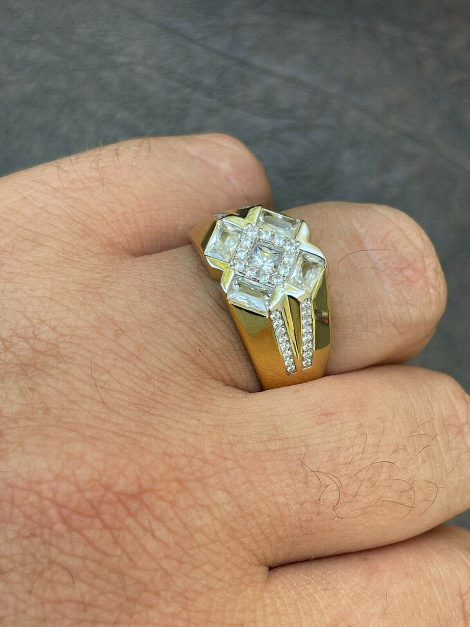 Men's Iced 14k Gold & Real Solid 925 Silver Diamond RING