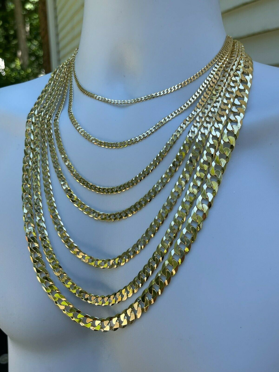18” gold vermeil sterling silver flat chain necklace ...