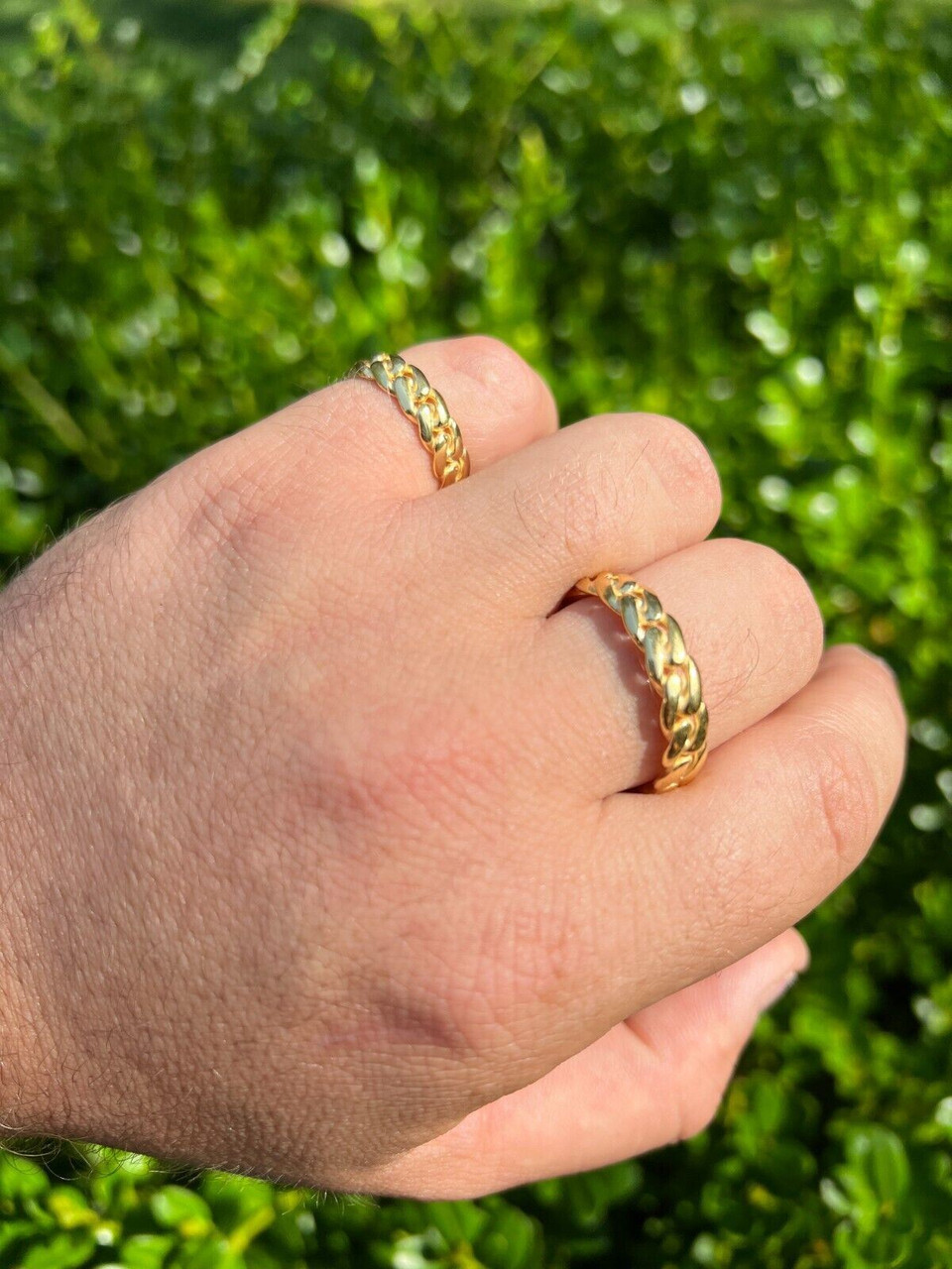 6mm Cuban Wedding Band Ring - 14k Gold Plated 925 Sterling Silver ...