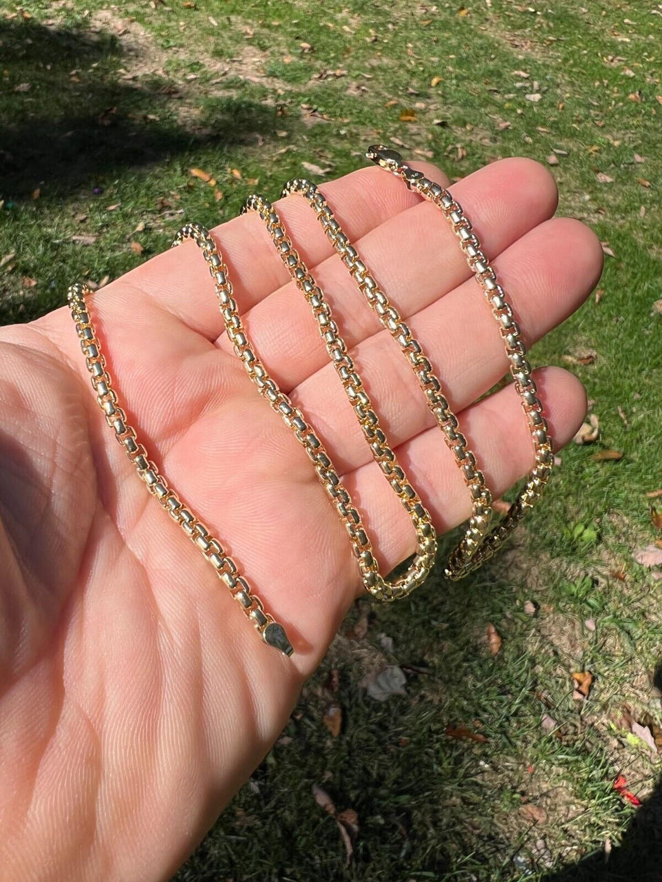 14k Real Solid Yellow Gold Rounded Box Rolo Chain 1.5mm-3.5mm 16-24 ...