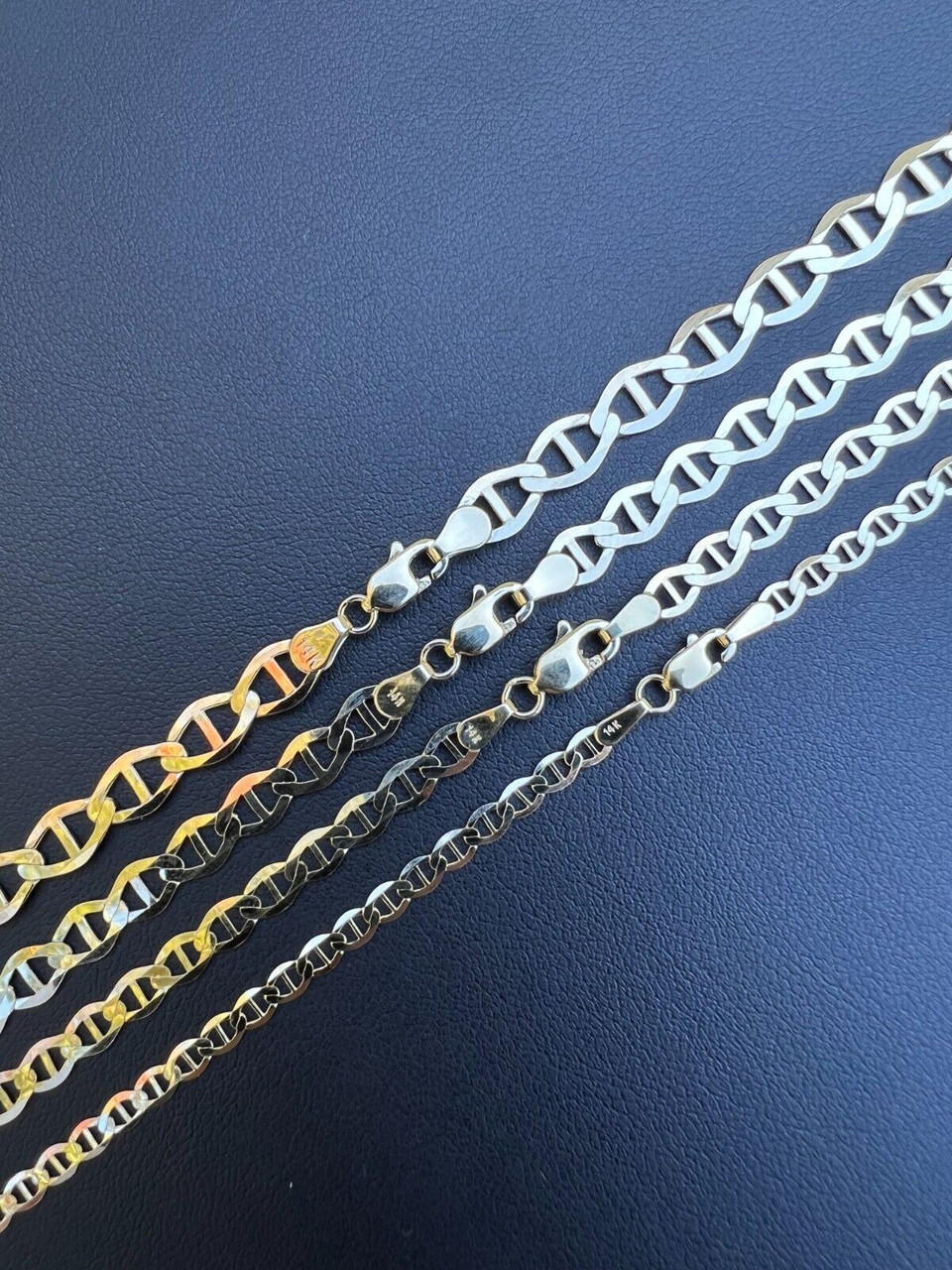 14k Real Solid Gold Mariner Chain 3.2mm-6.3mm Thick 16-24" Mens Ladies ...