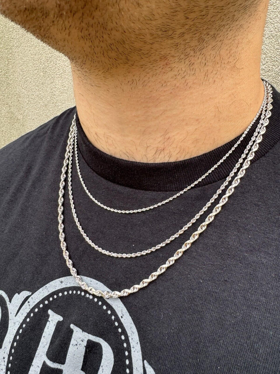 Solid 14k White Gold Men's Women's Real Rope Chain Necklace 1.5mm-4mm