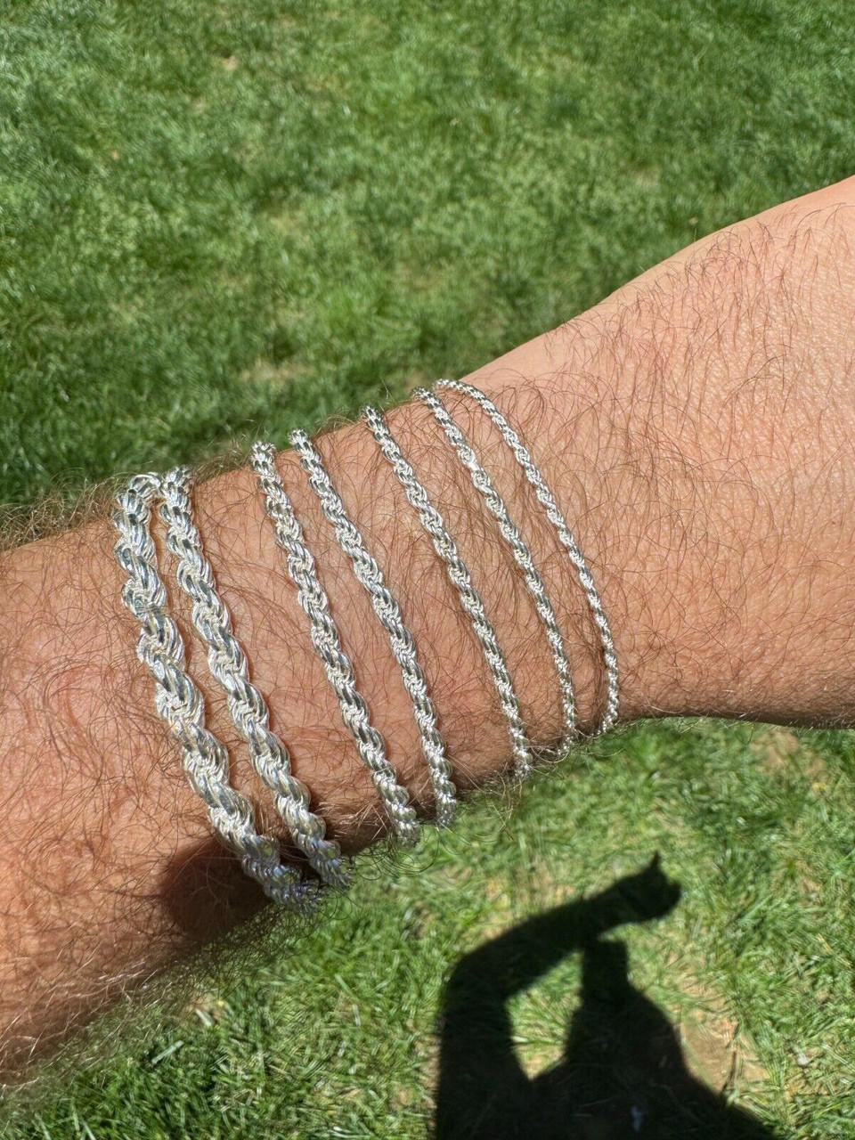 Real Solid 925 Sterling Silver Rope Bracelet 2mm-6mm Men's Women's 6-9"