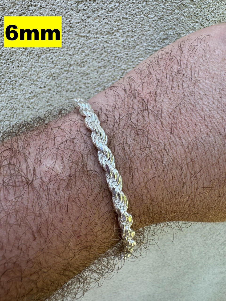 Real Solid 925 Sterling Silver Rope Bracelet 2mm-6mm Men's Women's 6-9"