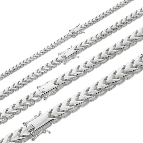 Modern Franco Link Chain Necklace W. Box Lock - 925 Sterling Silver ...