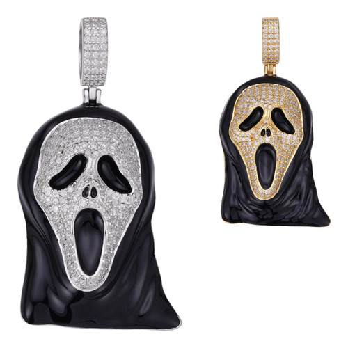 Real Moissanite Scream Mask Ghostface Iced Pendant Necklace 925 Silver ...