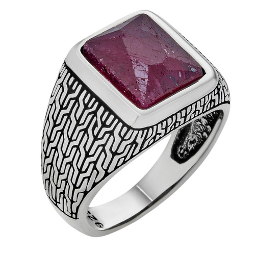 Genuine Red Ruby Mens Ring - Best Natural Ruby Rings For Men