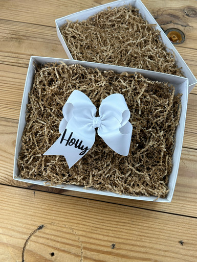 White Grosgrain- Fancy Letters, Cheer Cut with Knot Center - One Stop ...