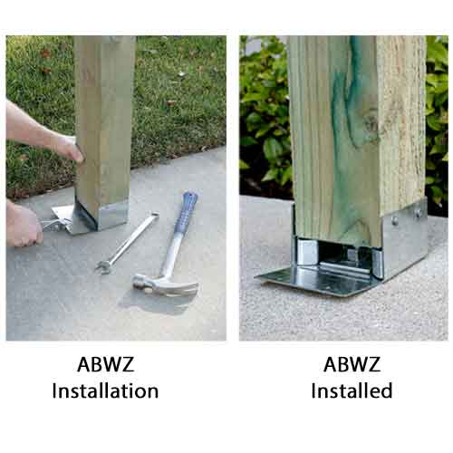 Simpson Strong-Tie ABW ZMAX Adjustable Post Base (Nominal and Rough Cut ...
