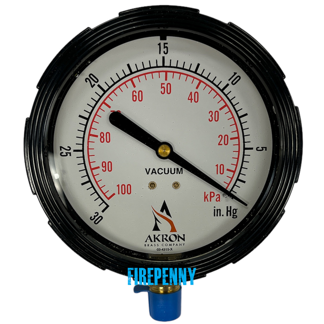 Akron Brass 30 HG/100KPA VAC GAUGE, 3.5" LFS W/STUDS