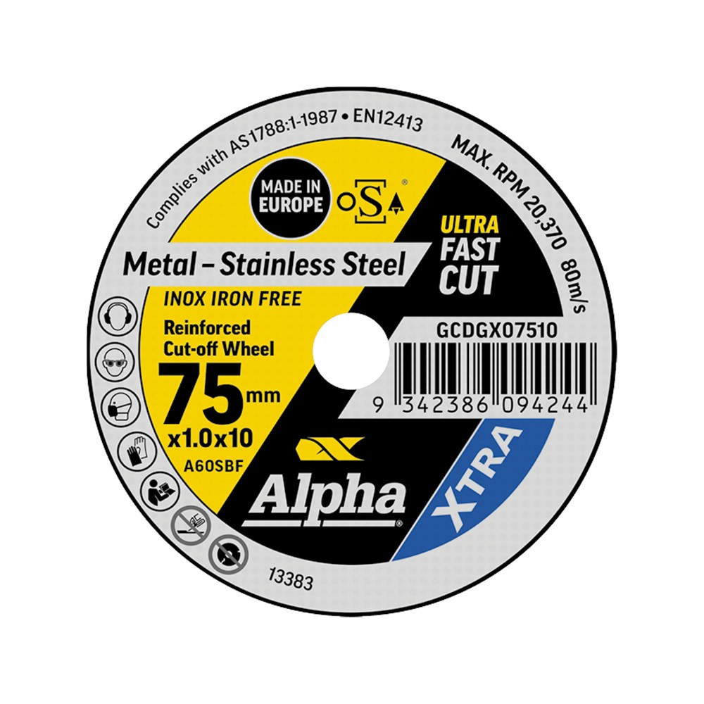 Alpha Cutting Disc - Stainless 75 x 1.0mm XTRA - Trucut New Zealand