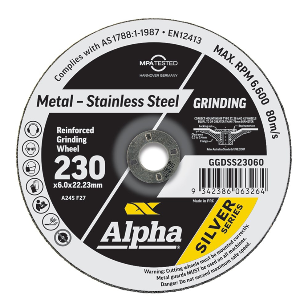 Alpha Grinding Disc - Stainless 230 x 6.0mm Silver Series - Trucut New ...