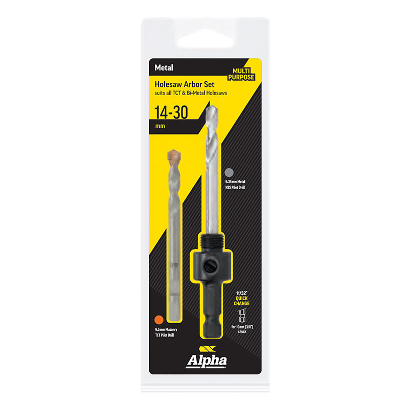 Alpha Small Arbor Set suits 14 - 30mm Holesaws - HSS & TCT - Quick ...