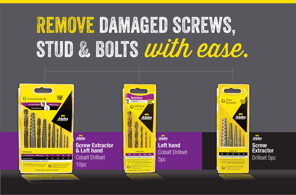 Alpha Left Hand Drills and Screw Extractors Drillsets - Trucut New Zealand