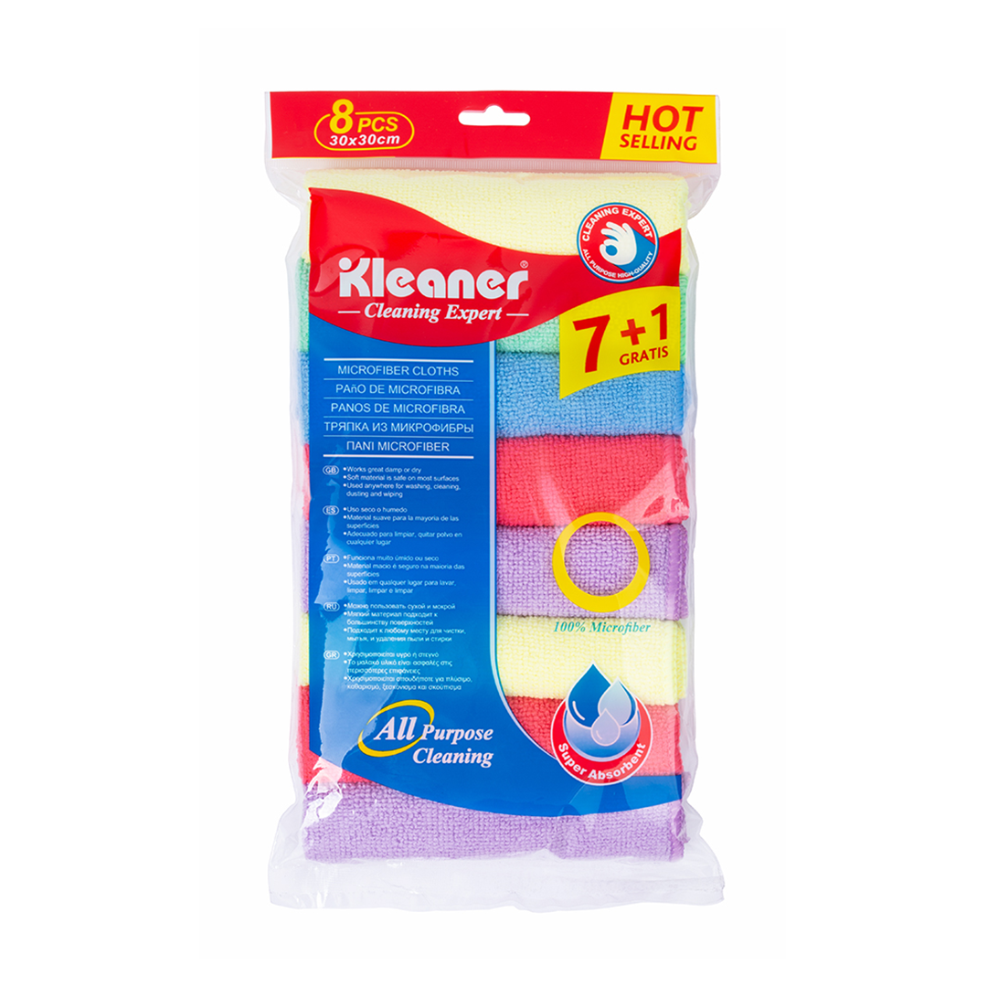 KLEANER GSG006 microfiber cloth 30x30cm (8pcs/pack) - Goldunited Sdn Bhd