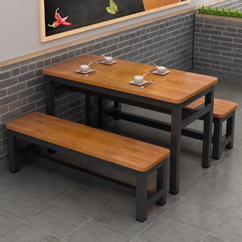 GOLDEN OAK BLACK FRAME SET (1TABLE + 2 BENCH) - Goldunited Sdn Bhd