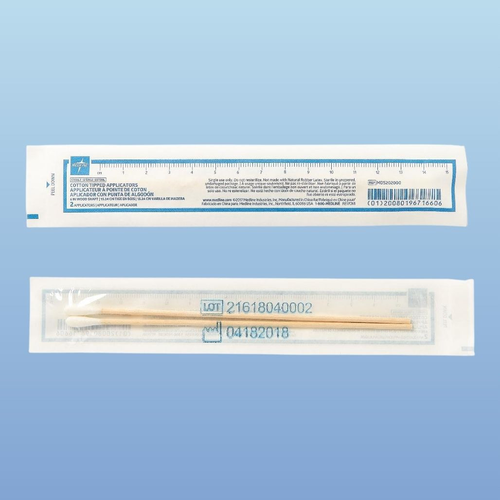 Medline 6" Sterile Cotton Swabs with Wood Shaft