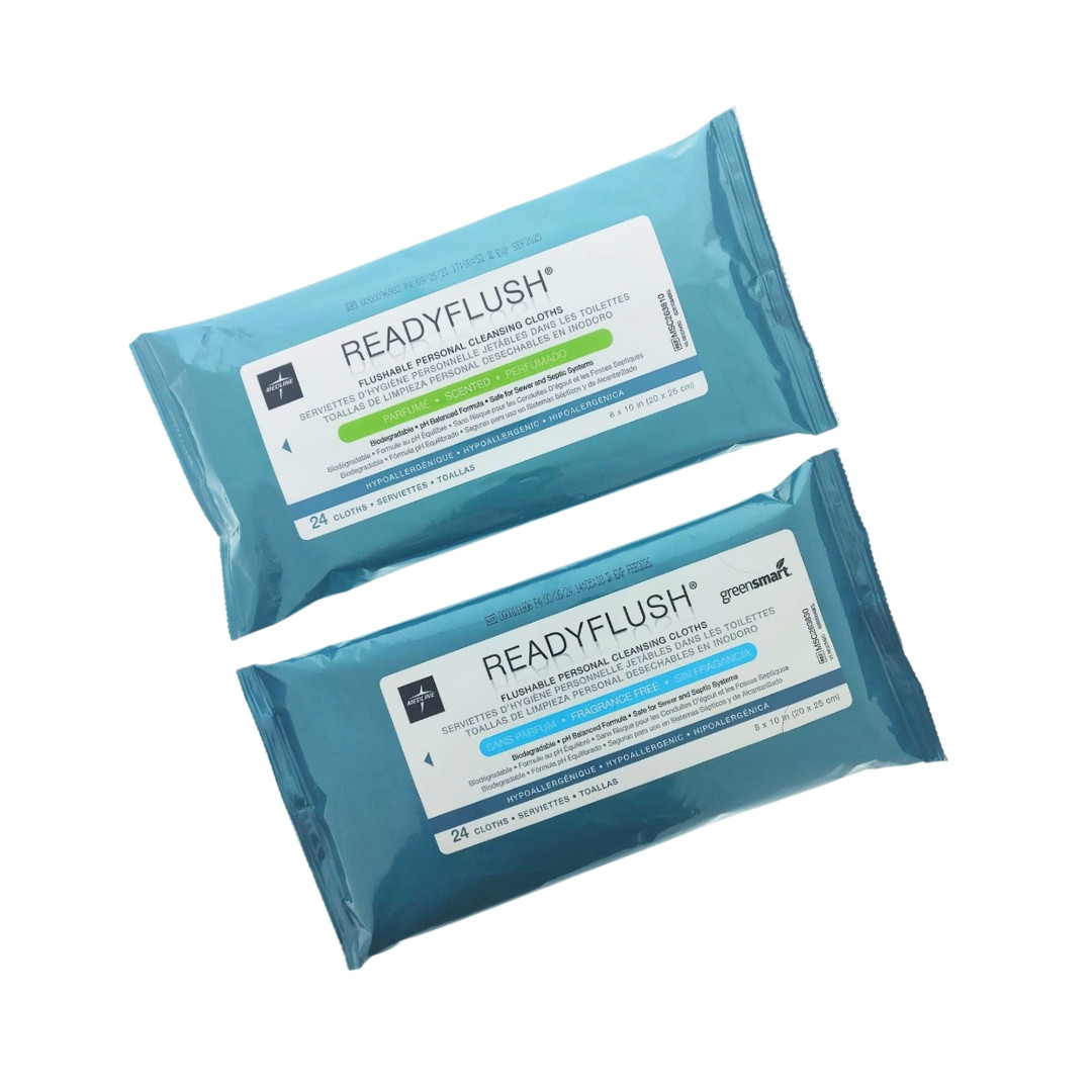 Medline NatureSoft Flushable Dry Cleansing Wipes, 8" x 10"