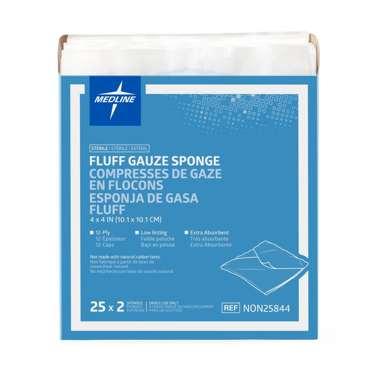 Medline Sterile Bulkee II Super Fluff Gauze Sponges, 12-Ply