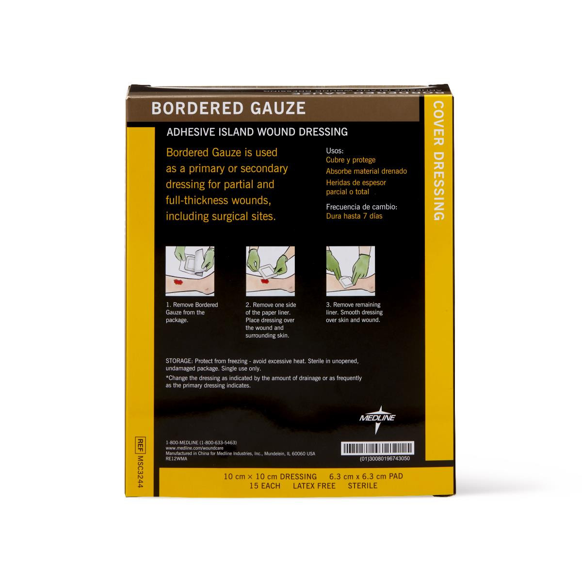 Medline Sterile Bordered Gauze Adhesive Island Wound Dressing