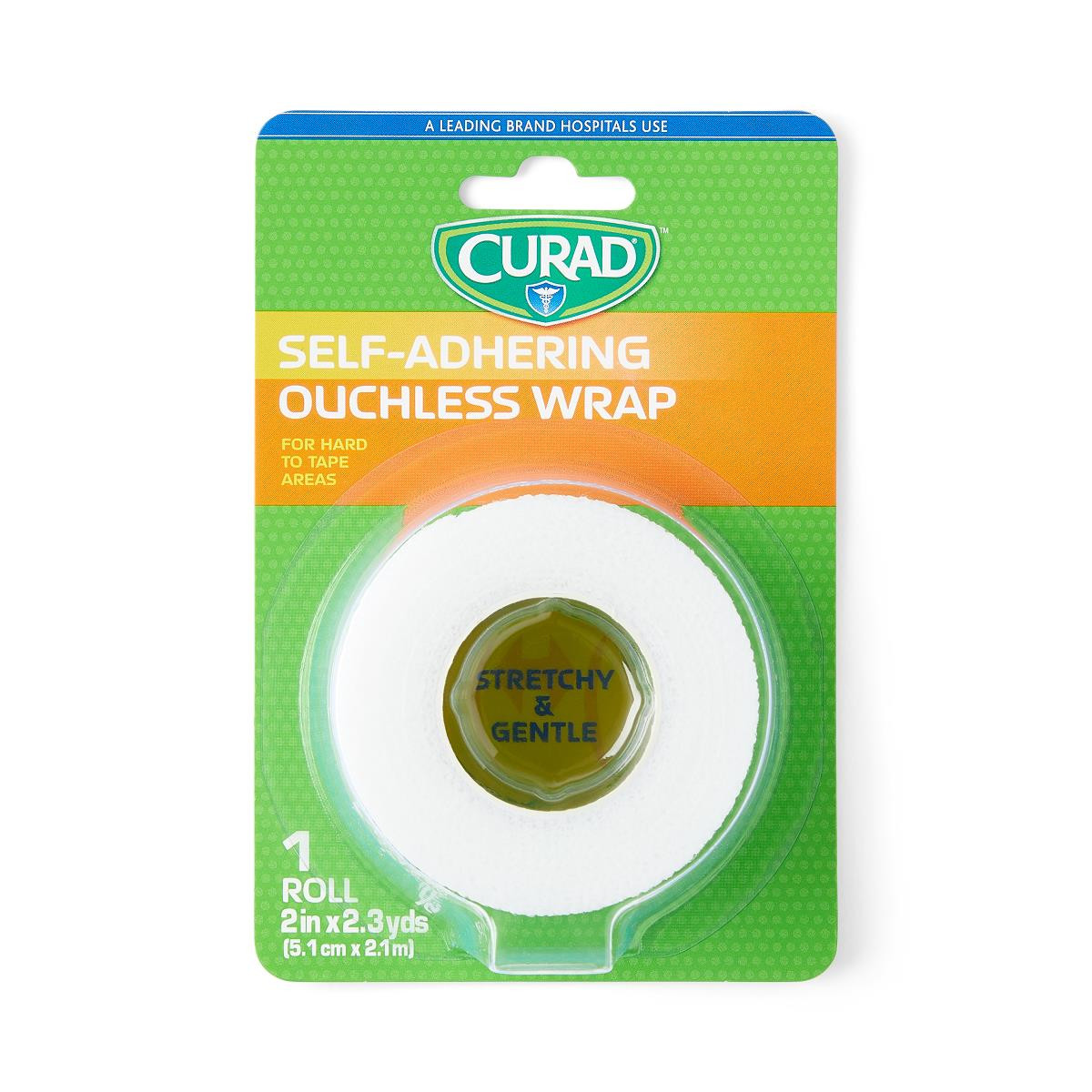 CURAD Self-Adhering Ouchless Wrap, 1" & 2" x 2.3 yd rolls