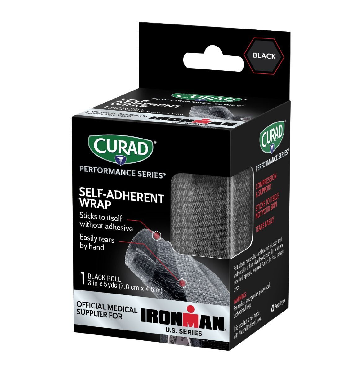 CURAD Performance Series IRONMAN Self-Adherent Wrap, Black