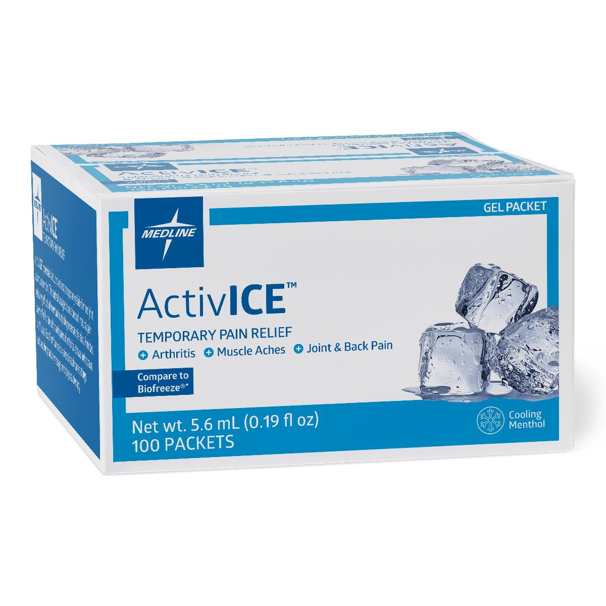 Medline ActivICE Topical Pain Reliever, 5 g. Gel Pack, 100/box