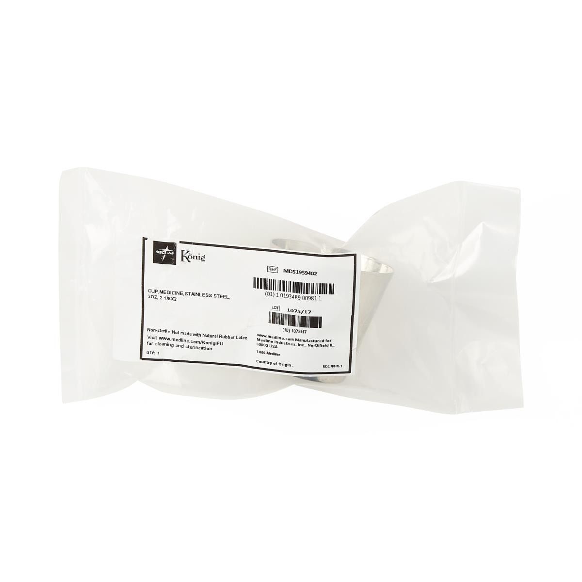 Medline Stainless Steel Graduated Medicine Cup, 2 oz., ea