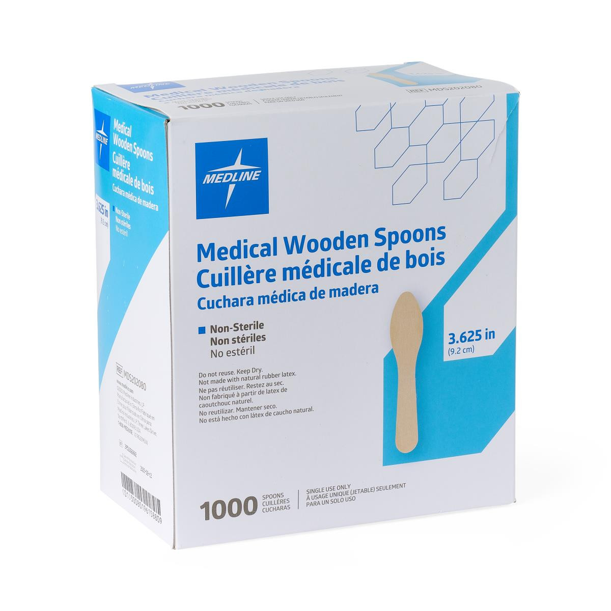 Medline Wooden Medical Spoon, 3-5/8", 10,000/case