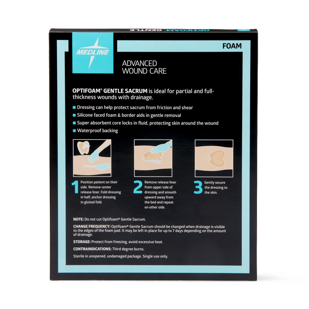 Medline Optifoam Gentle SA Foam Sacrum Dressing