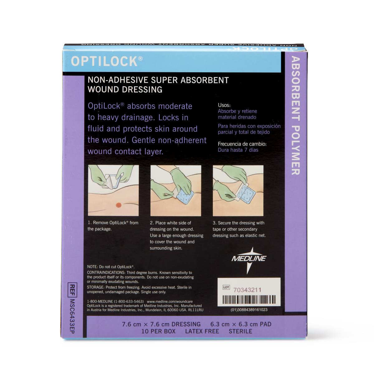 Medline OptiLock Nonadhesive Super Absorbent Wound Dressings