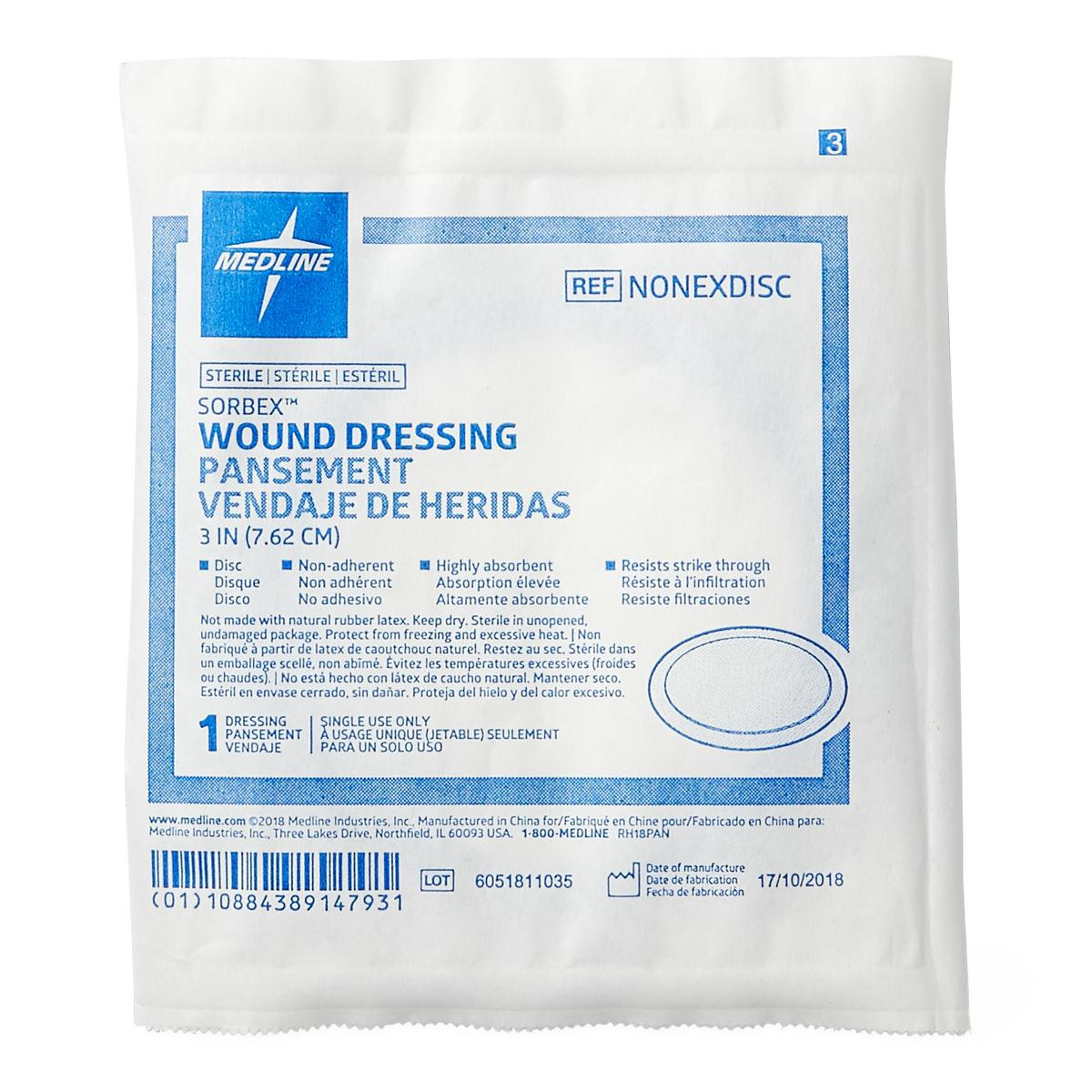 Medline SORBEX Sterile Absorbent Dressings, 7 size options