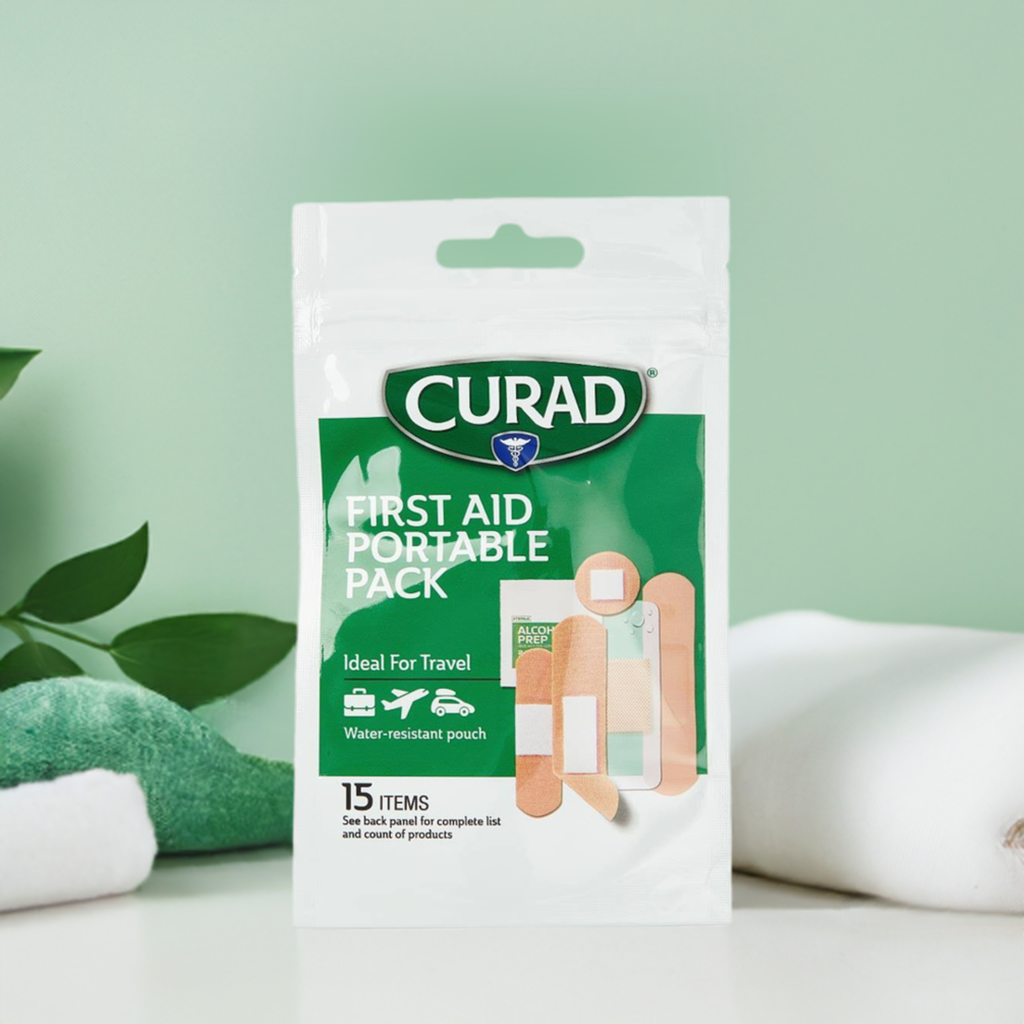 Medline CURAD First Aid Kit with Bag, 15 Pieces, 48/case