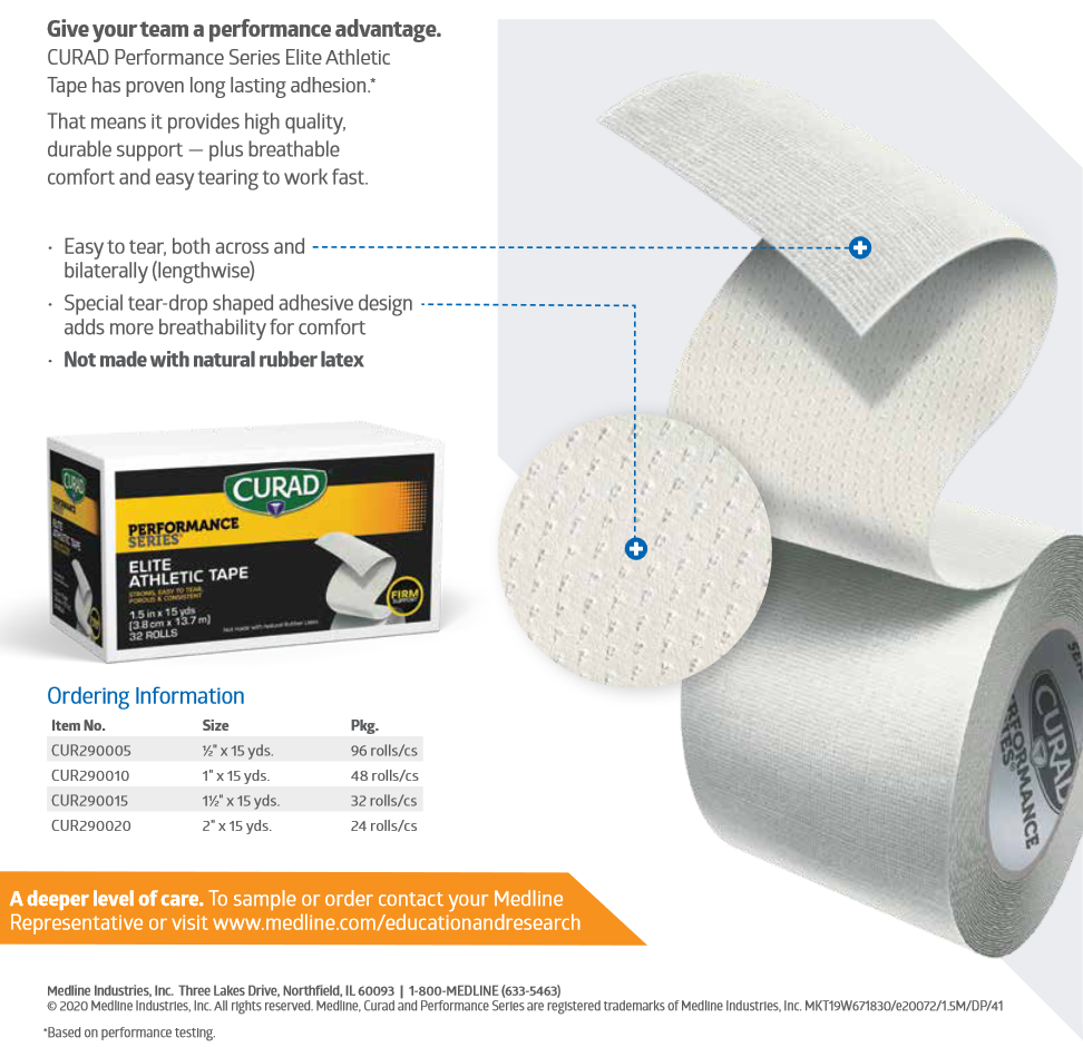 CURAD Performance Series Elite Athletic Tape, 15 yd. rolls
