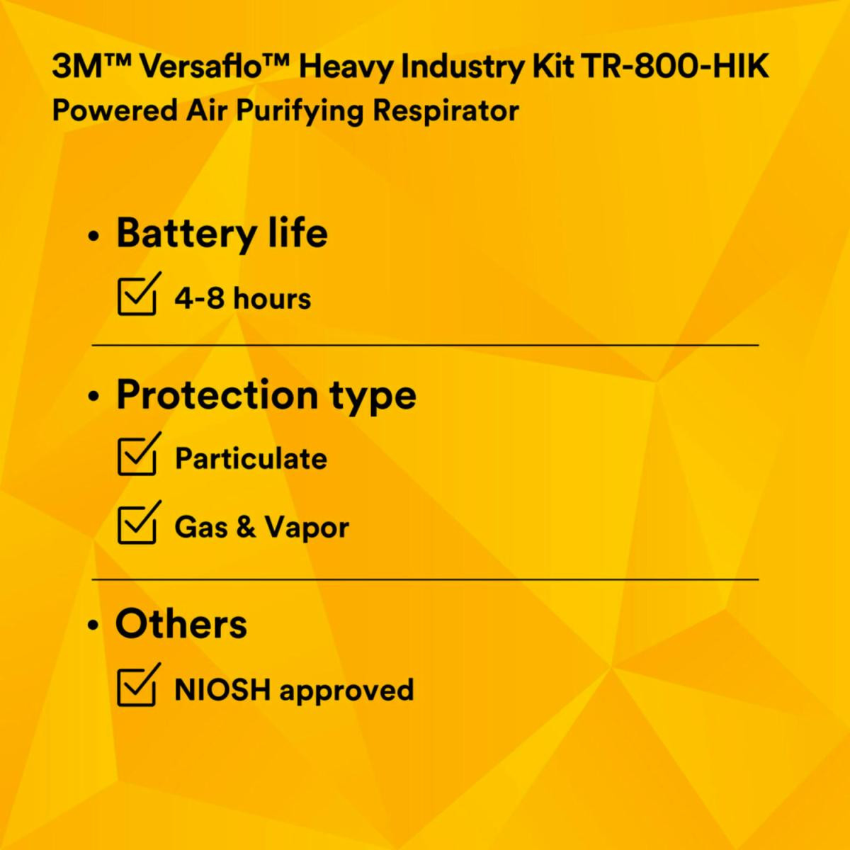 3M Versaflo TR-800-HIK PAPR, Heavy Industry Kit, Intrinsically Safe