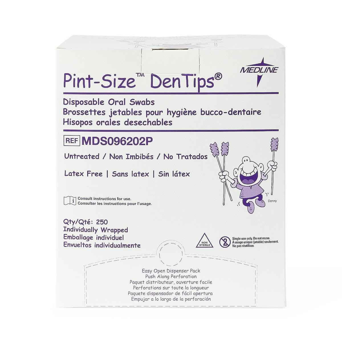 Medline Pint Size DenTips Oral Swab, 500/case