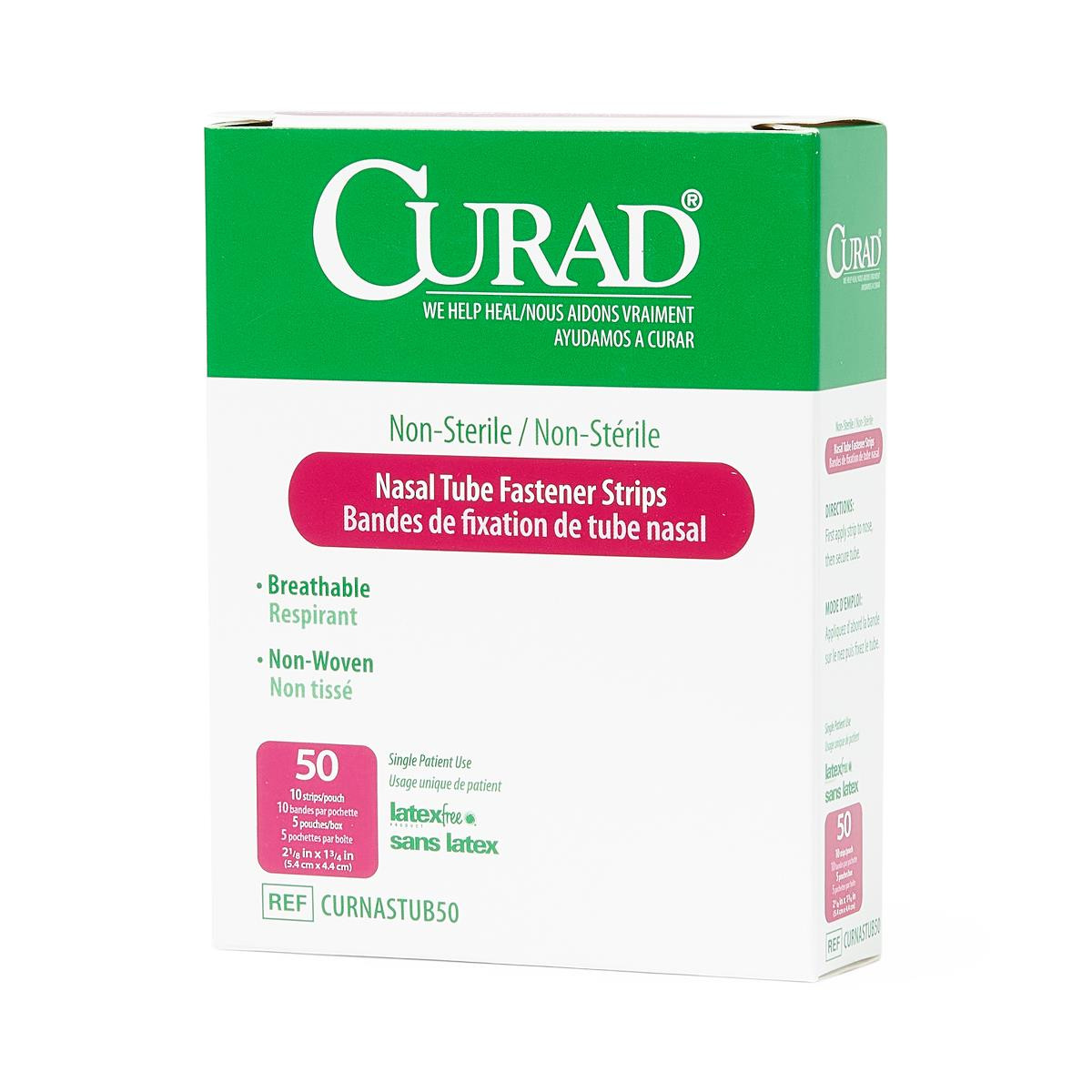 CURAD Nasal Tube Fastener Strips, Adult size, 50/box