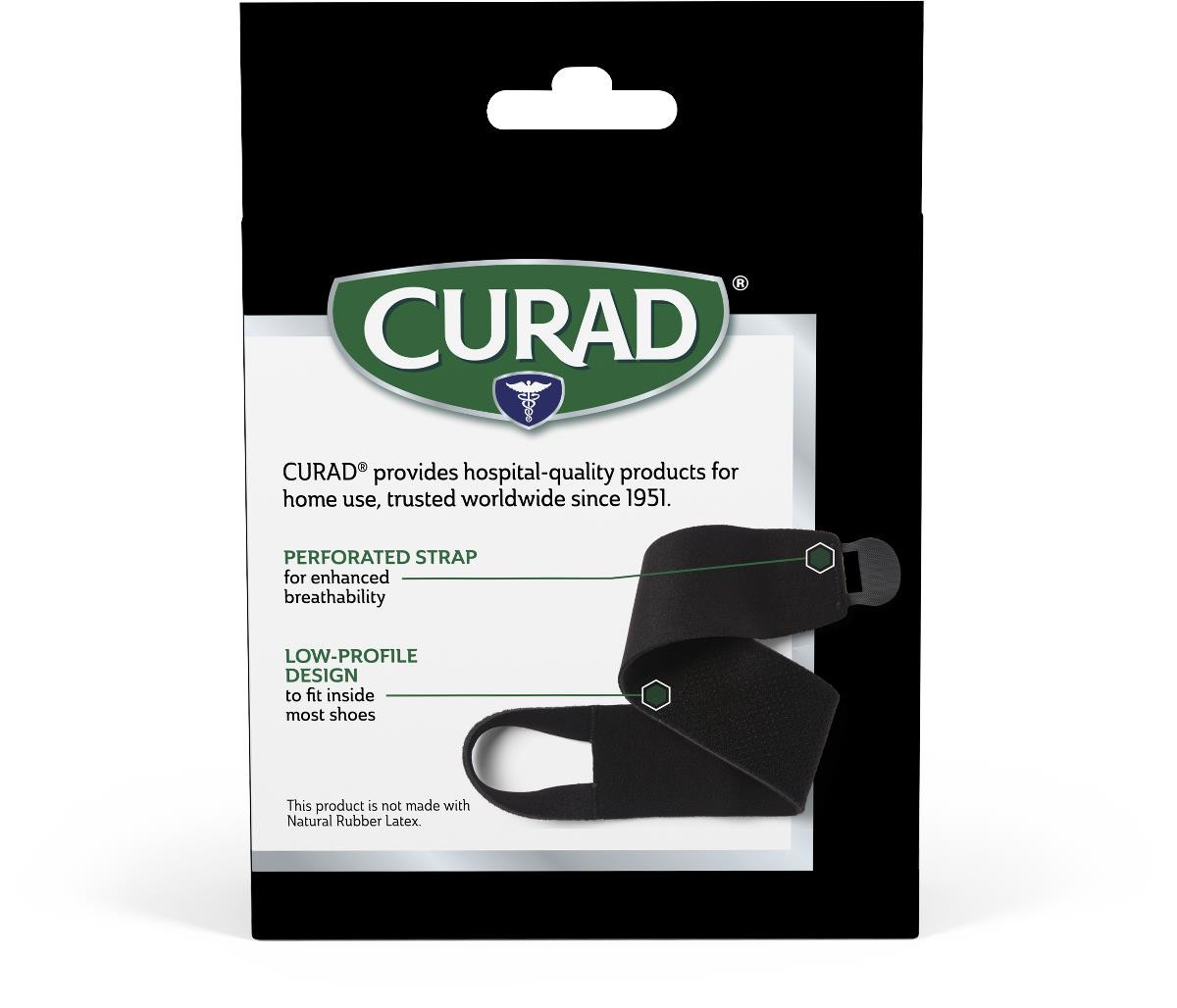 CURAD Adjustable Ankle Wrap with Open Heel, Black, 4/case