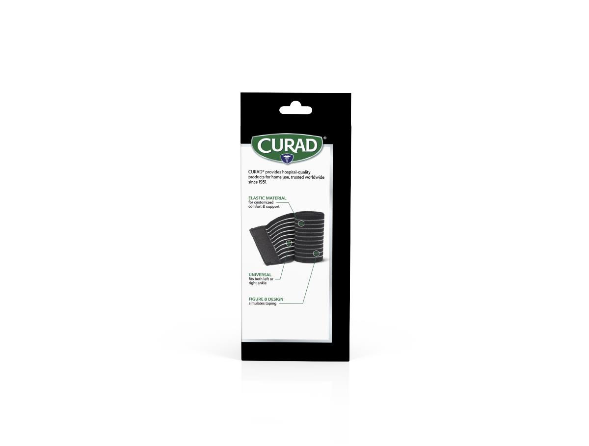 CURAD Figure-8 Elastic Ankle Wrap, Black, Universal Size, 4/case