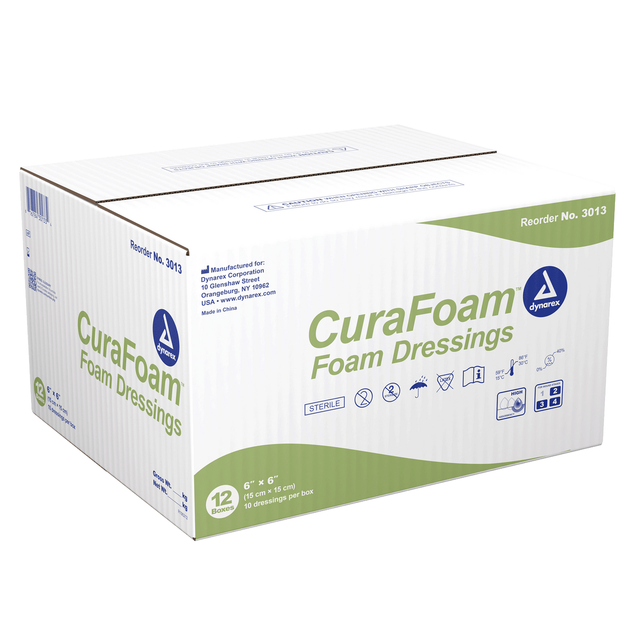 Dynarex CuraFoam Foam Wound Dressing, 4" & 6"