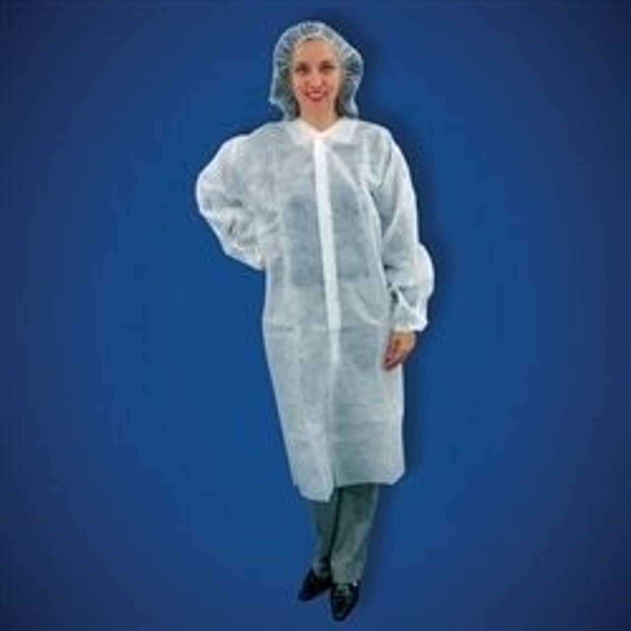 Keystone (LC0-WE-NW) White Polypropylene Frocks with Snap Closure