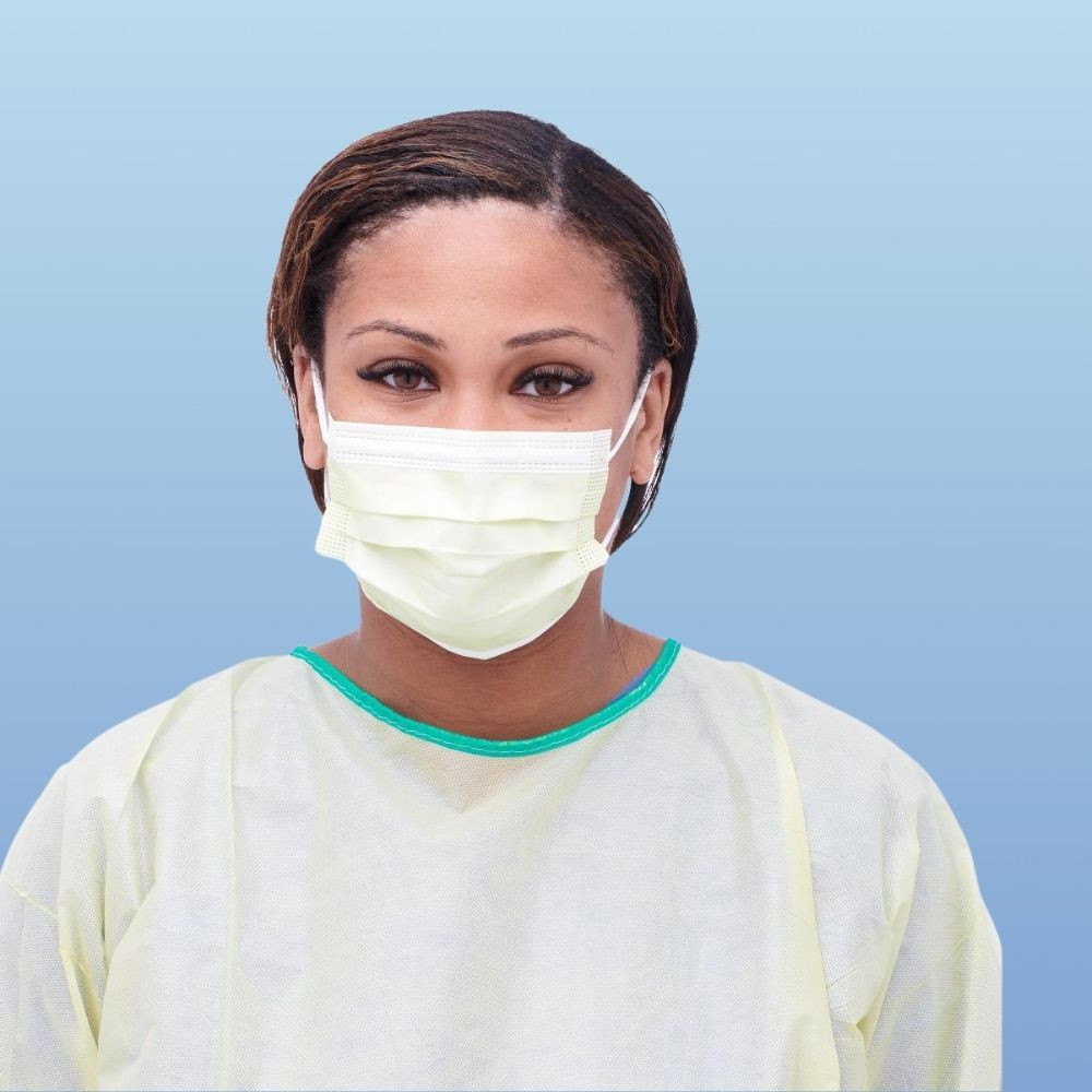 Yellow Isolation Face Masks with Ear Loops