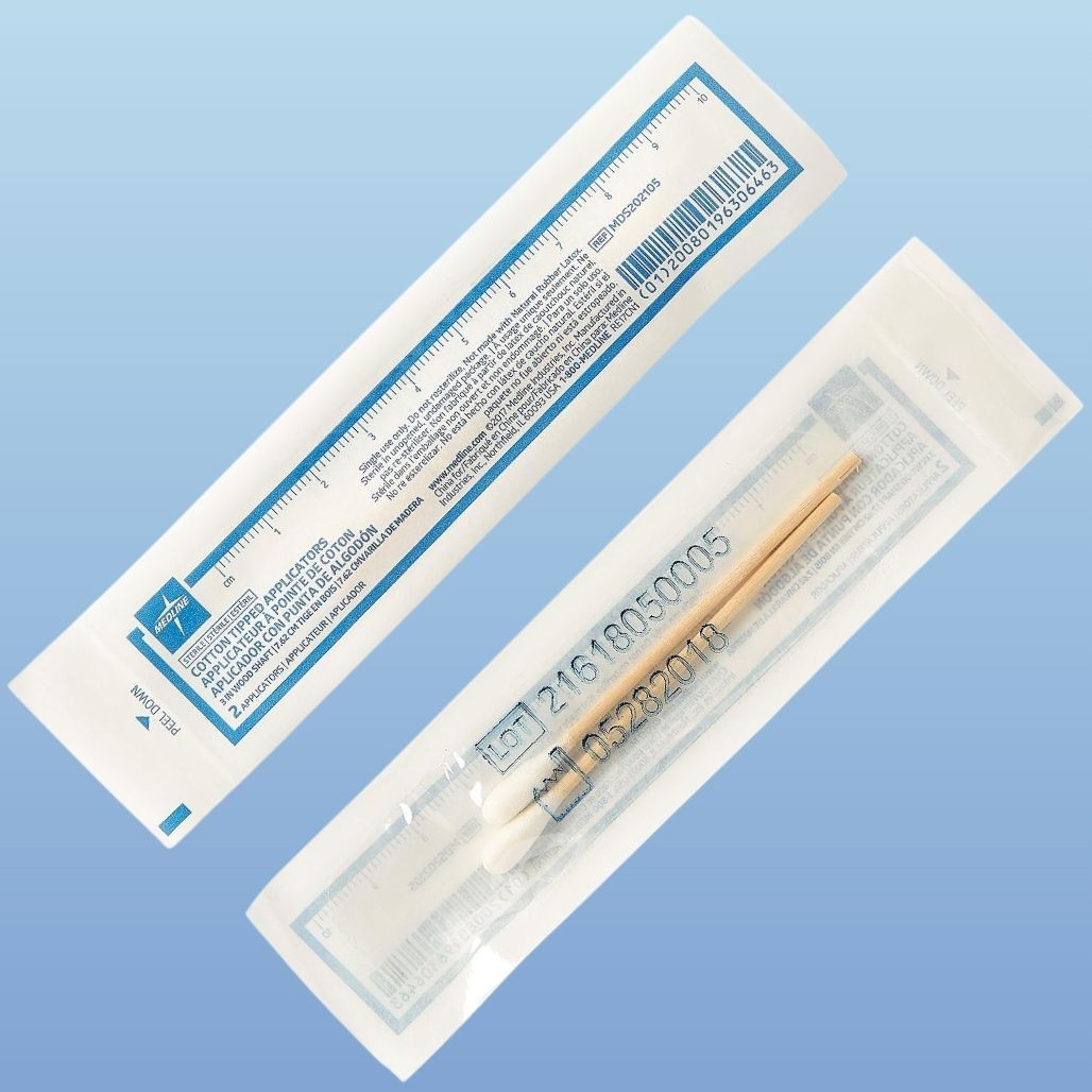 Medline 3" Sterile Cotton Swabs with Wood Shaft