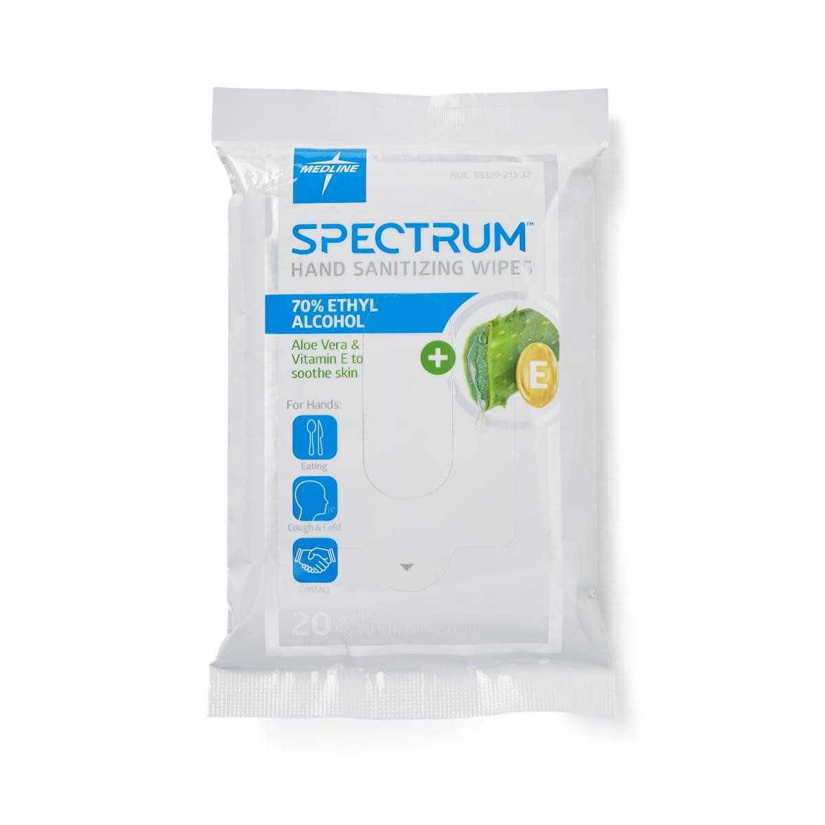 Medline Spectrum Hand Sanitizer Wipes with Aloe Vera