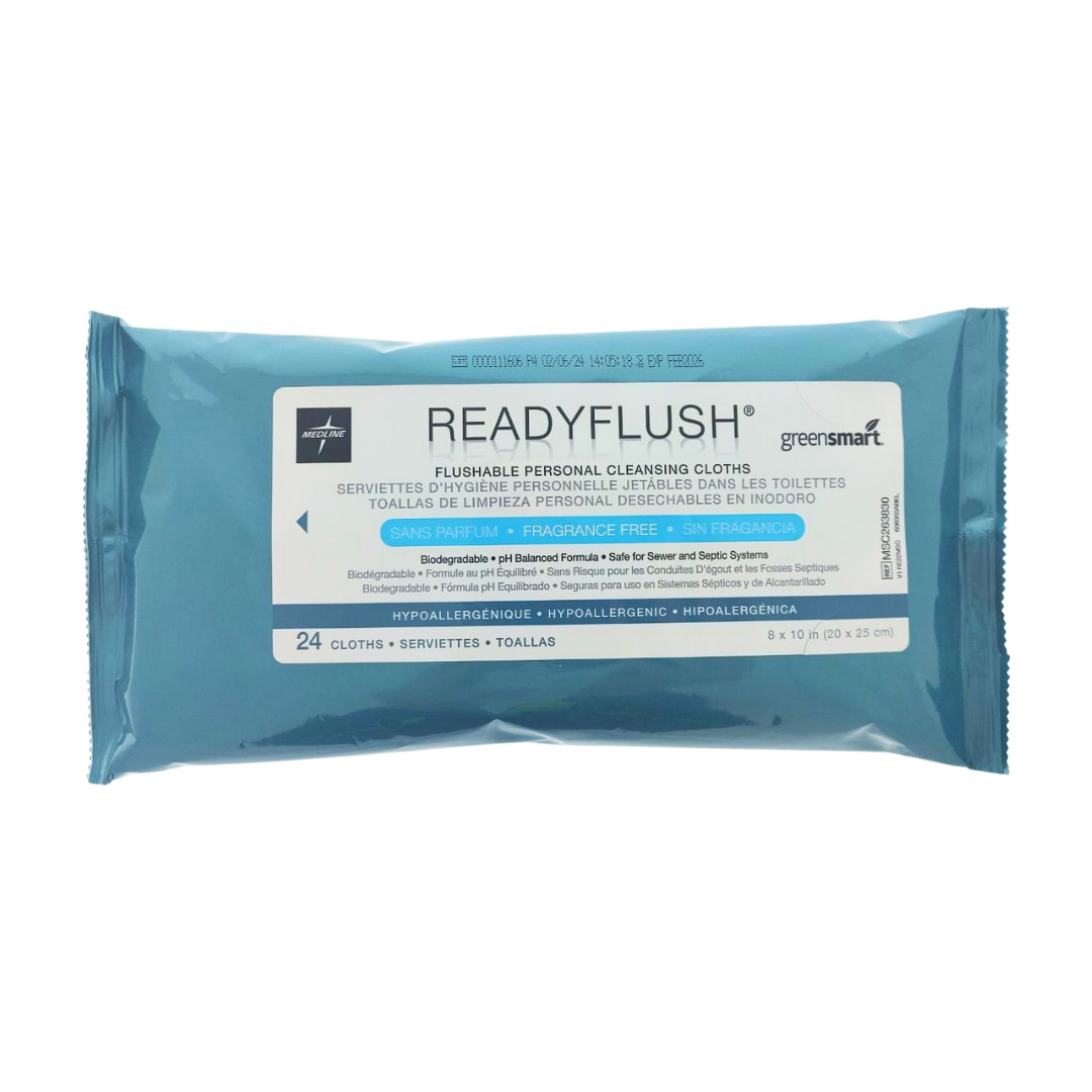 ReadyFlush Scented Flushable Personal Cleansing Wipes, 24/pk