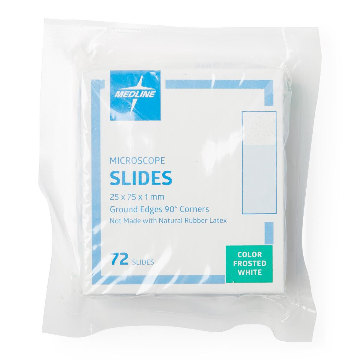 Medline Microscope Slides with Ground Edges, 25 x 75 x 1 mm