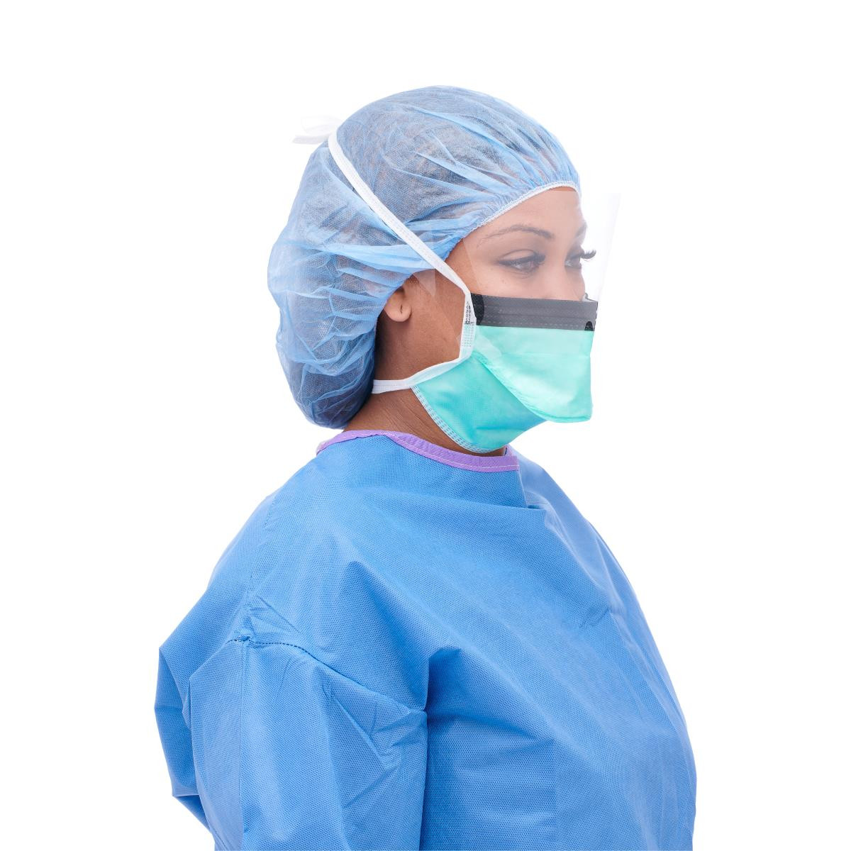 Medline Duckbill Surgical Face Mask with Eye Shield and Ties